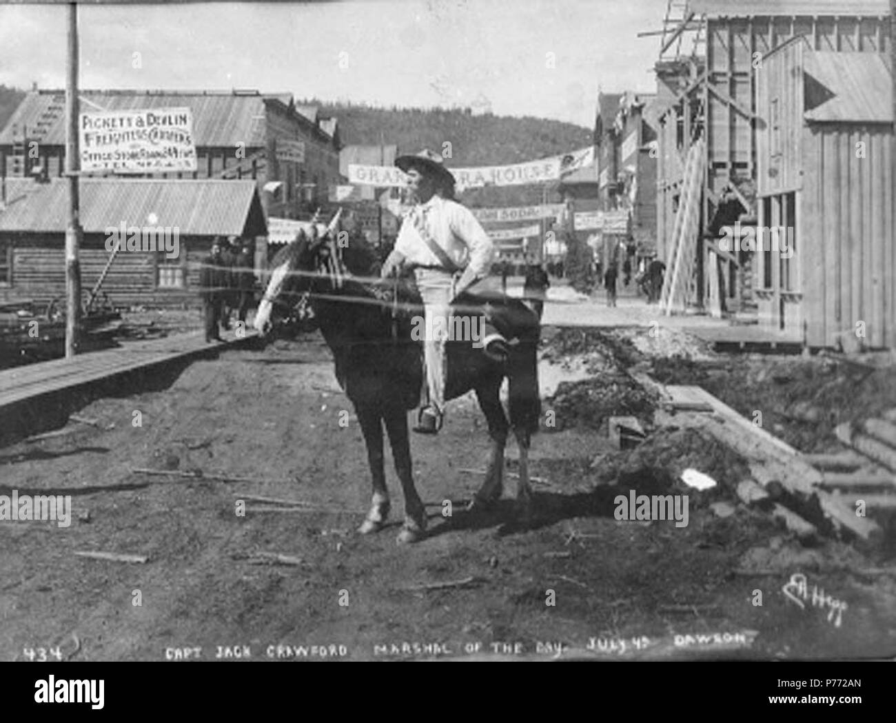 . English: Captain Jack Crawford on horseback, Marshal for the July 4th ...