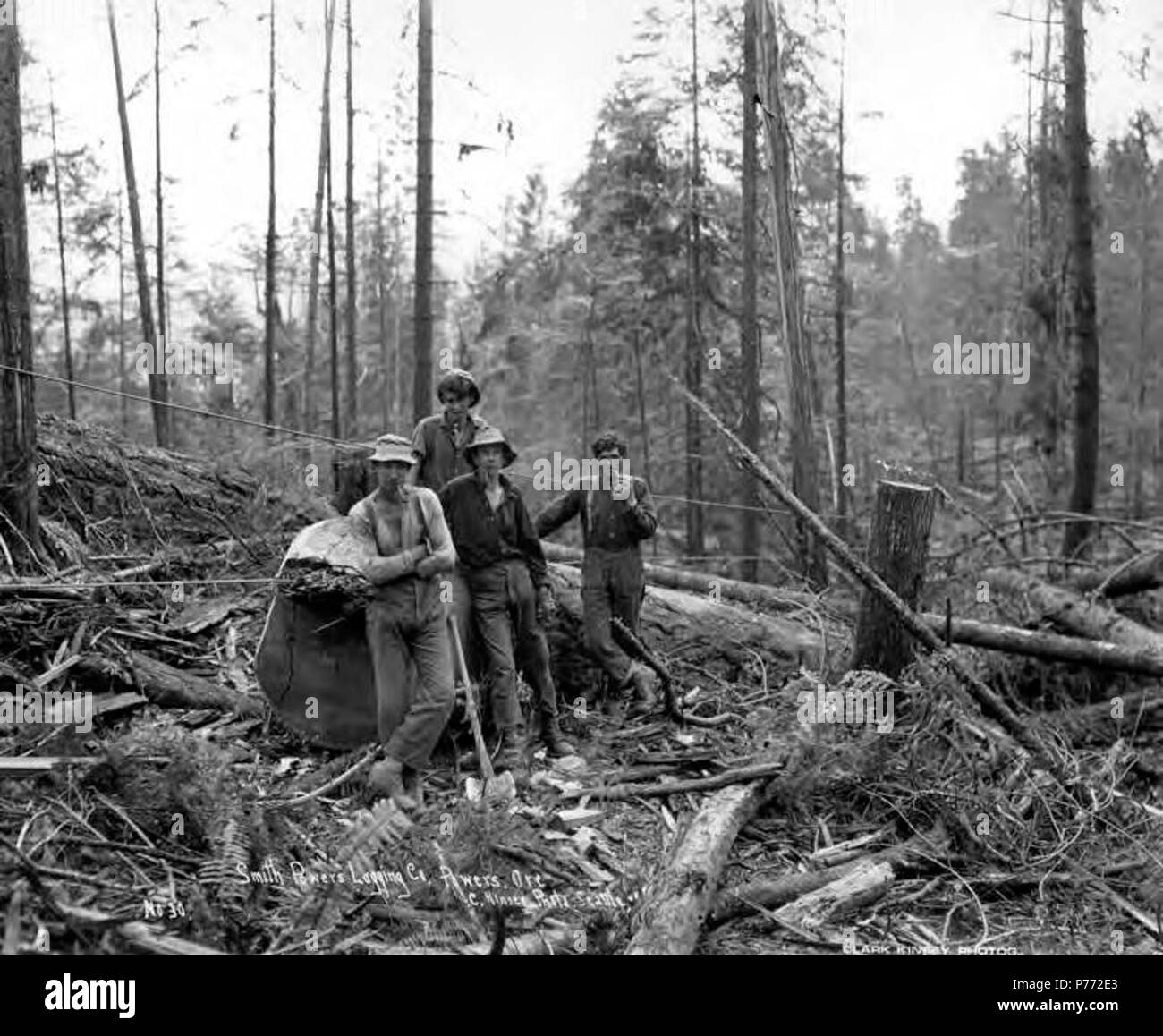 . English: Choker setters in woods, Smith Powers Logging Company ...