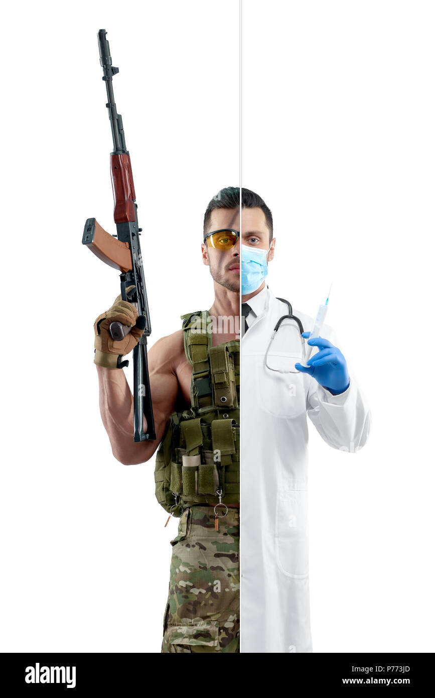Comparison of doctor and soldier's profession outlook. Military man ...