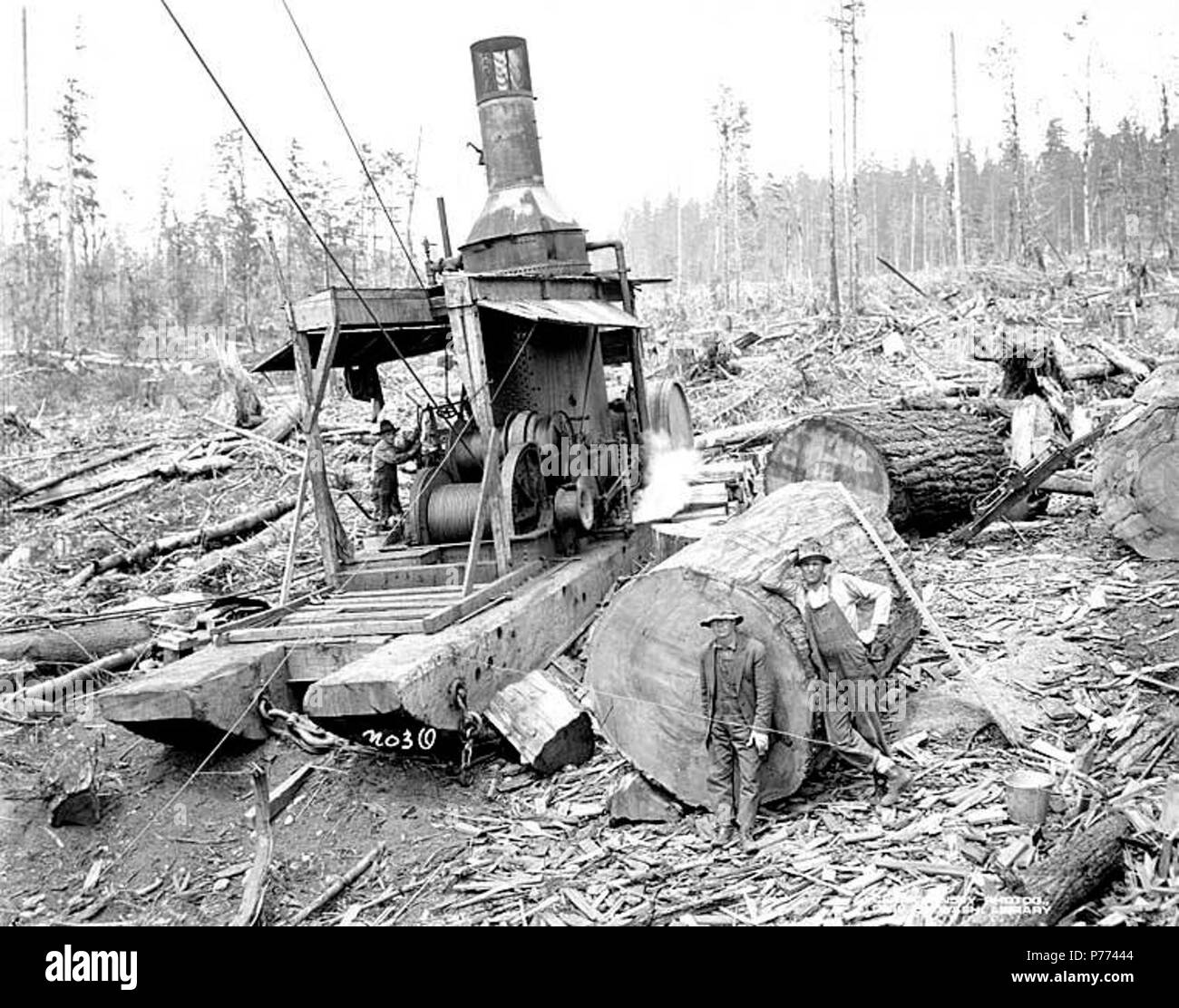 . English: Logging crew and donkey engine, Snoqualmie Falls Lumber ...
