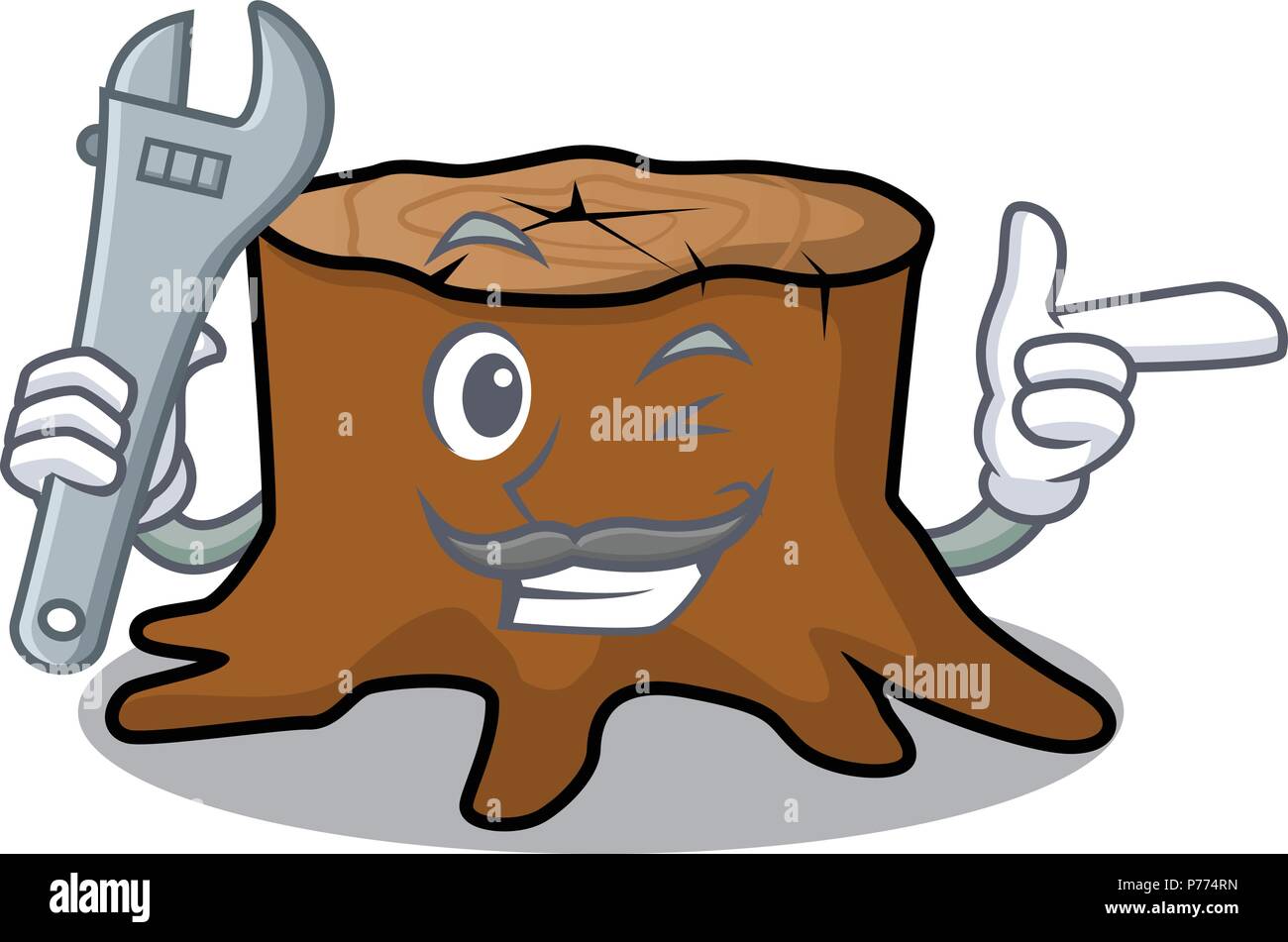 Mechanic tree stump mascot cartoon Stock Vector Image & Art - Alamy