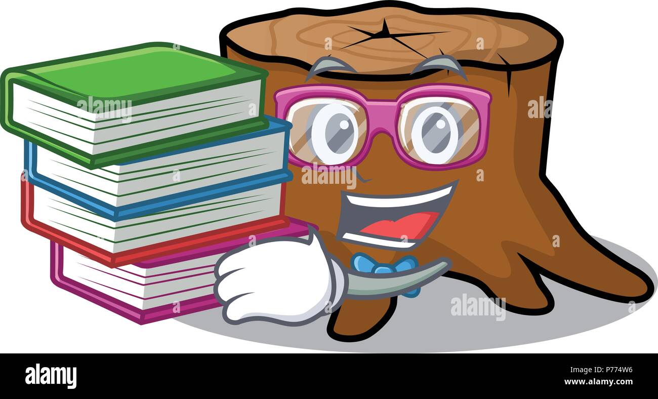 Student with book tree stump mascot cartoon Stock Vector Image & Art ...