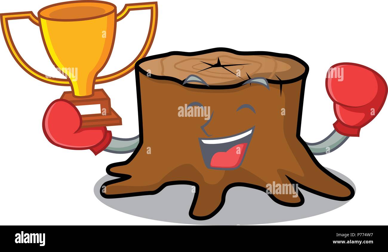 Boxing winner tree stump mascot cartoon Stock Vector Image & Art - Alamy