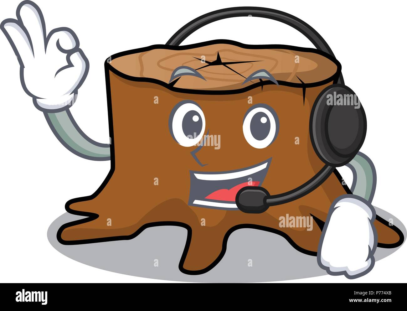 With headphone tree stump mascot cartoon Stock Vector Image & Art - Alamy