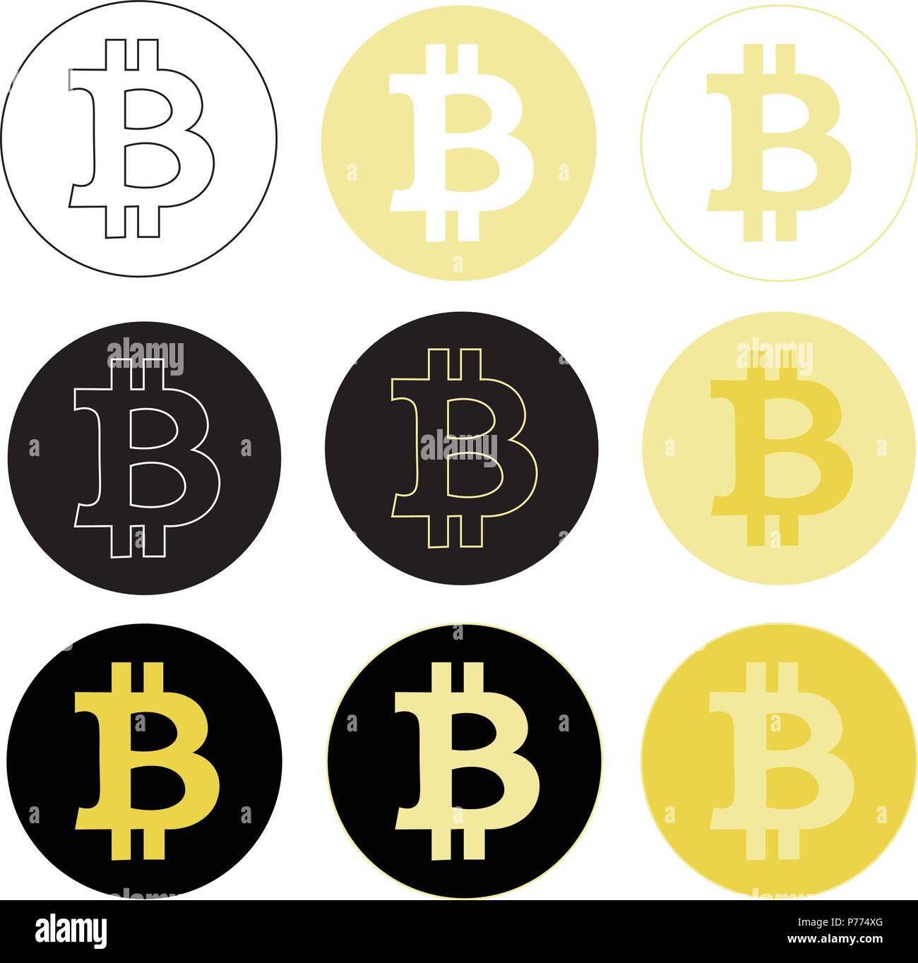 Vector design of nine different logos representing bitcoin crypto ...