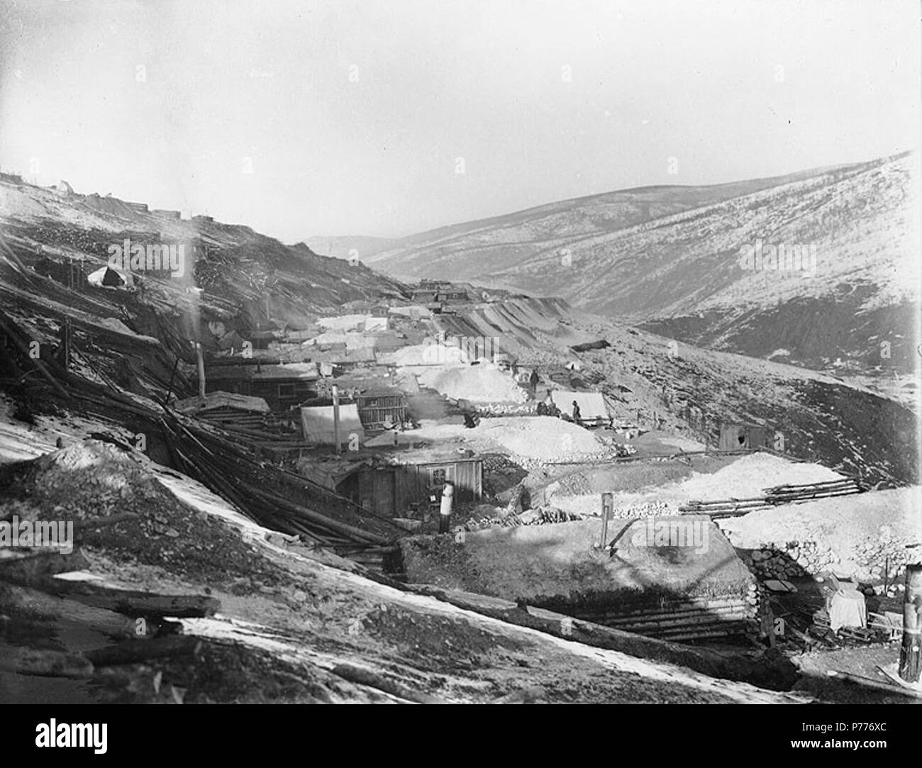 . English: First tier of mining claims on Cheechako Hill, Yukon ...