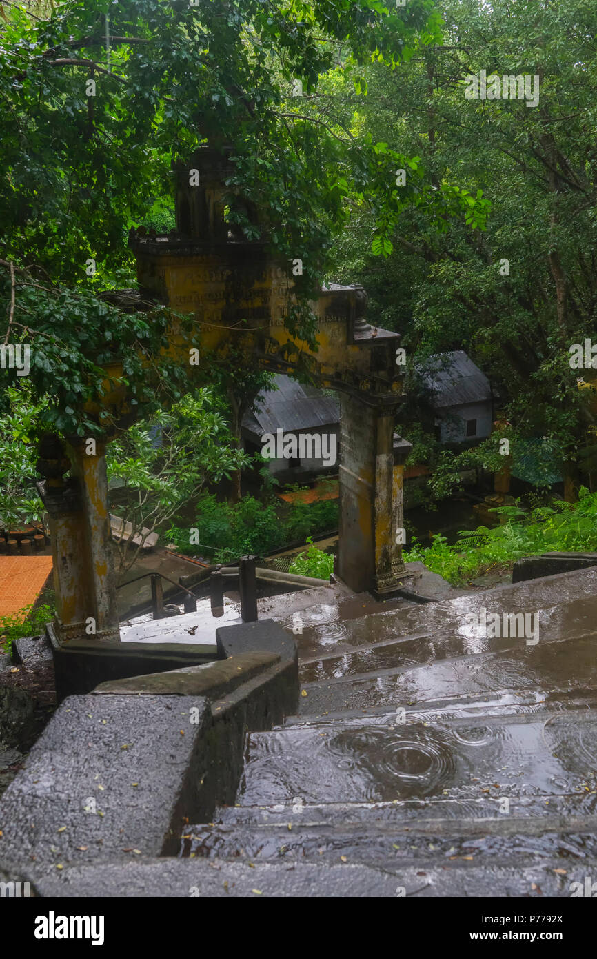 Steps down to a remote, hidden Buddhist temple and cave near Battambang ...