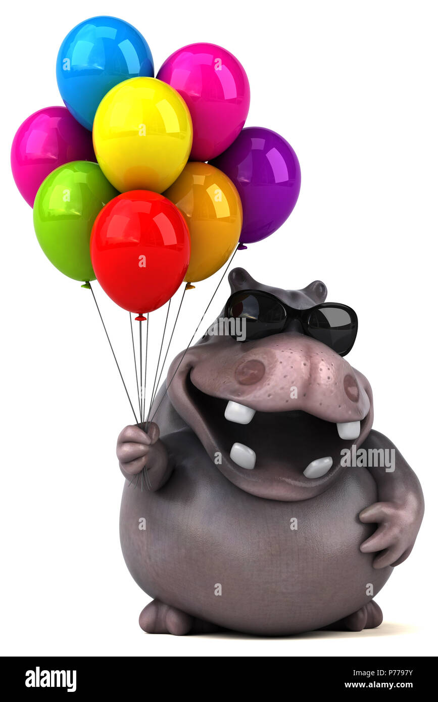 Fun hippo - 3D Illustration Stock Photo - Alamy