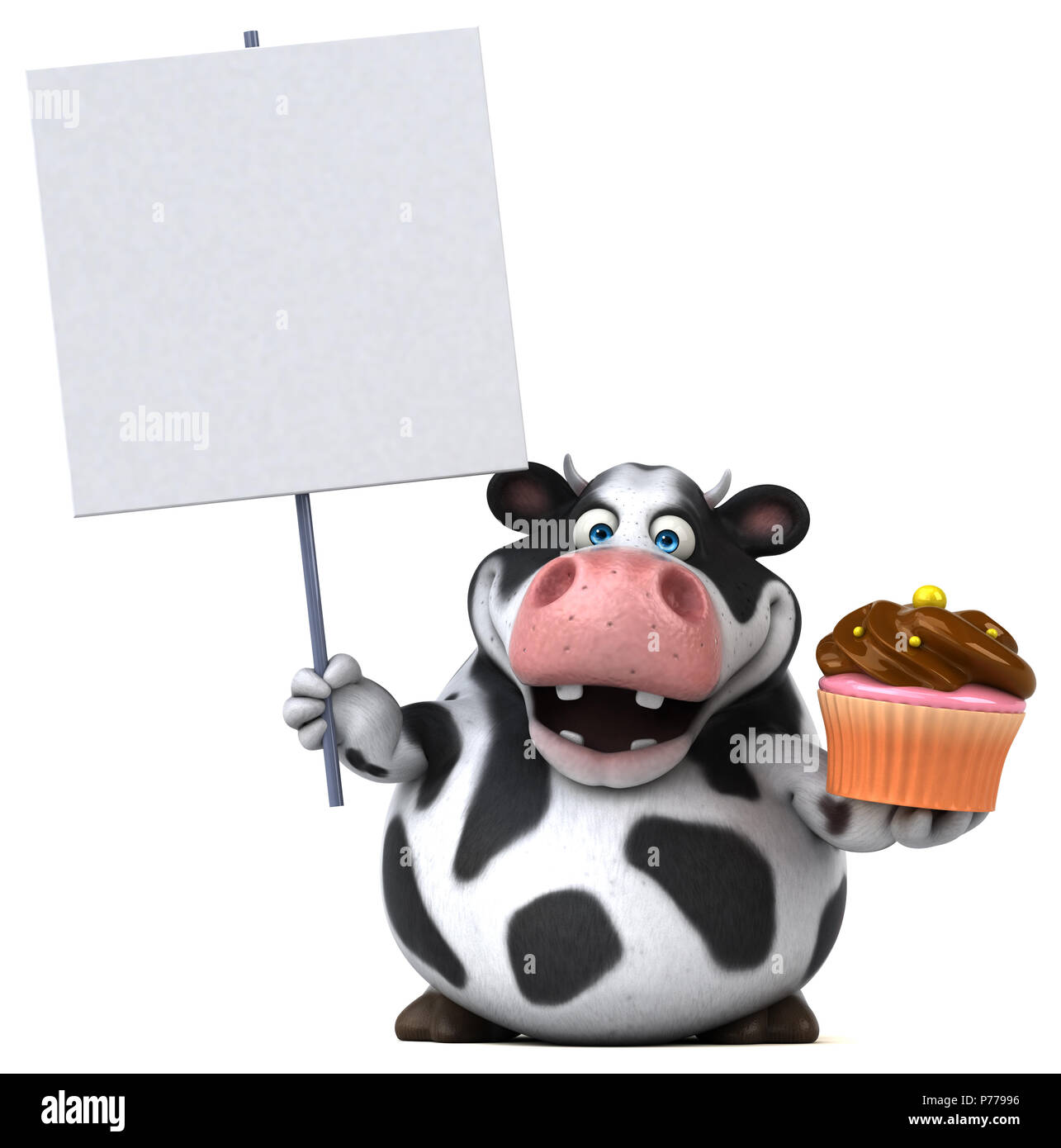 Fun cow - 3D Illustration Stock Photo - Alamy