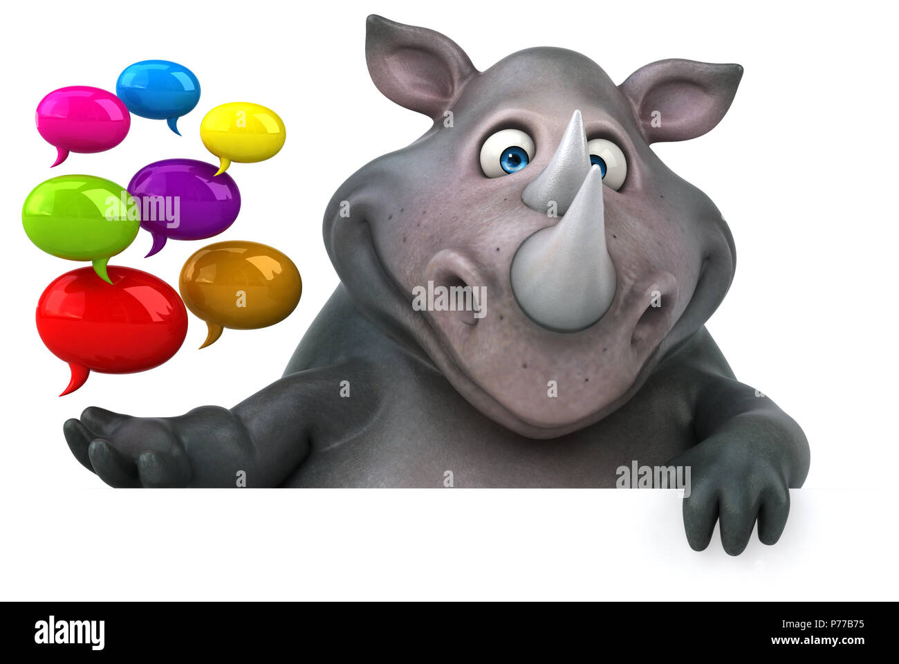 Fun rhinoceros - 3D Illustration Stock Photo - Alamy
