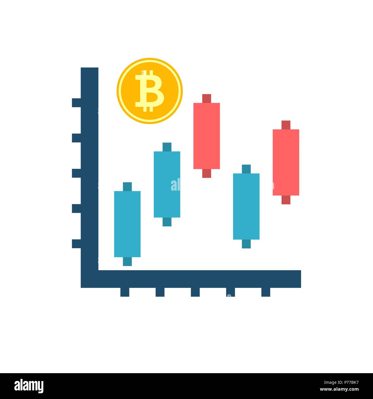 Analysis Concept Flat Vector Icon. Bitcoin, Coin, Chart, Bar. Isolated ...