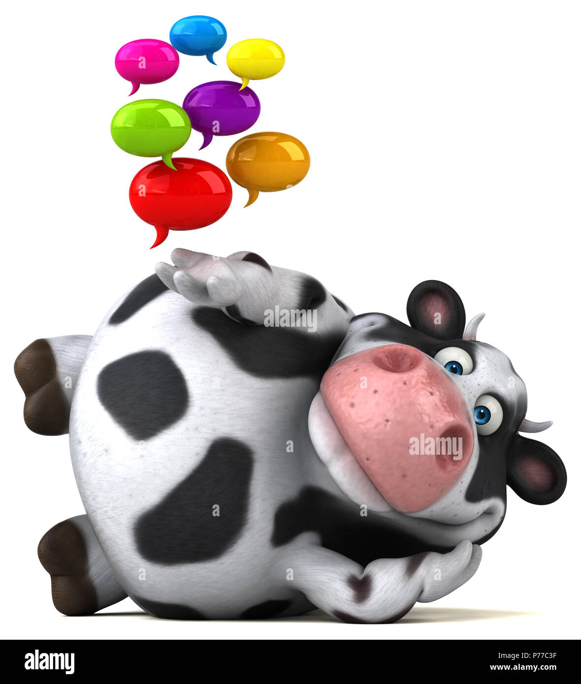 Fun cow - 3D Illustration Stock Photo - Alamy