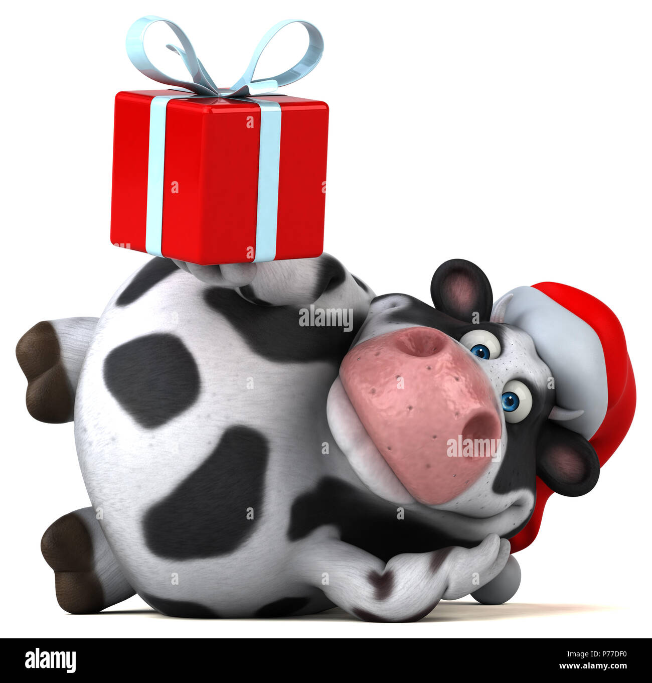 Fun santa cow - 3D Illustration Stock Photo - Alamy