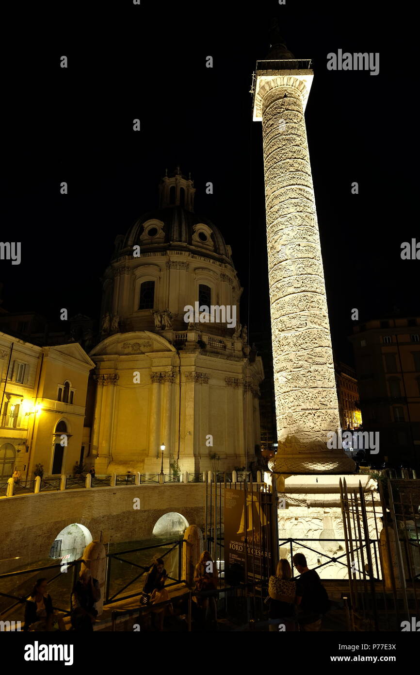 Trajan's Column and Church of the Most Holy Name of Mary in Rome, Italy ...