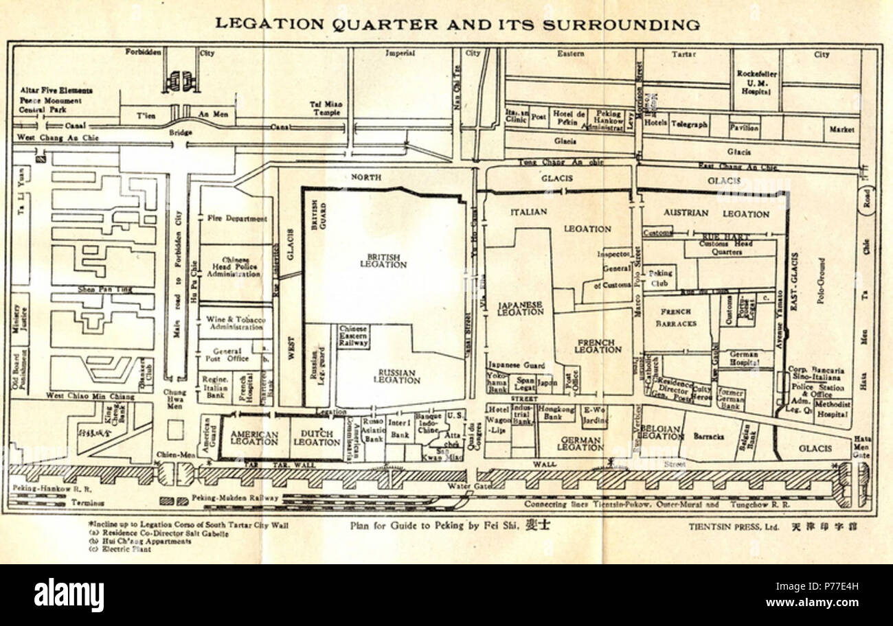 English: Detailed map of the Beijing Legation Quarter issued in 1924 ...