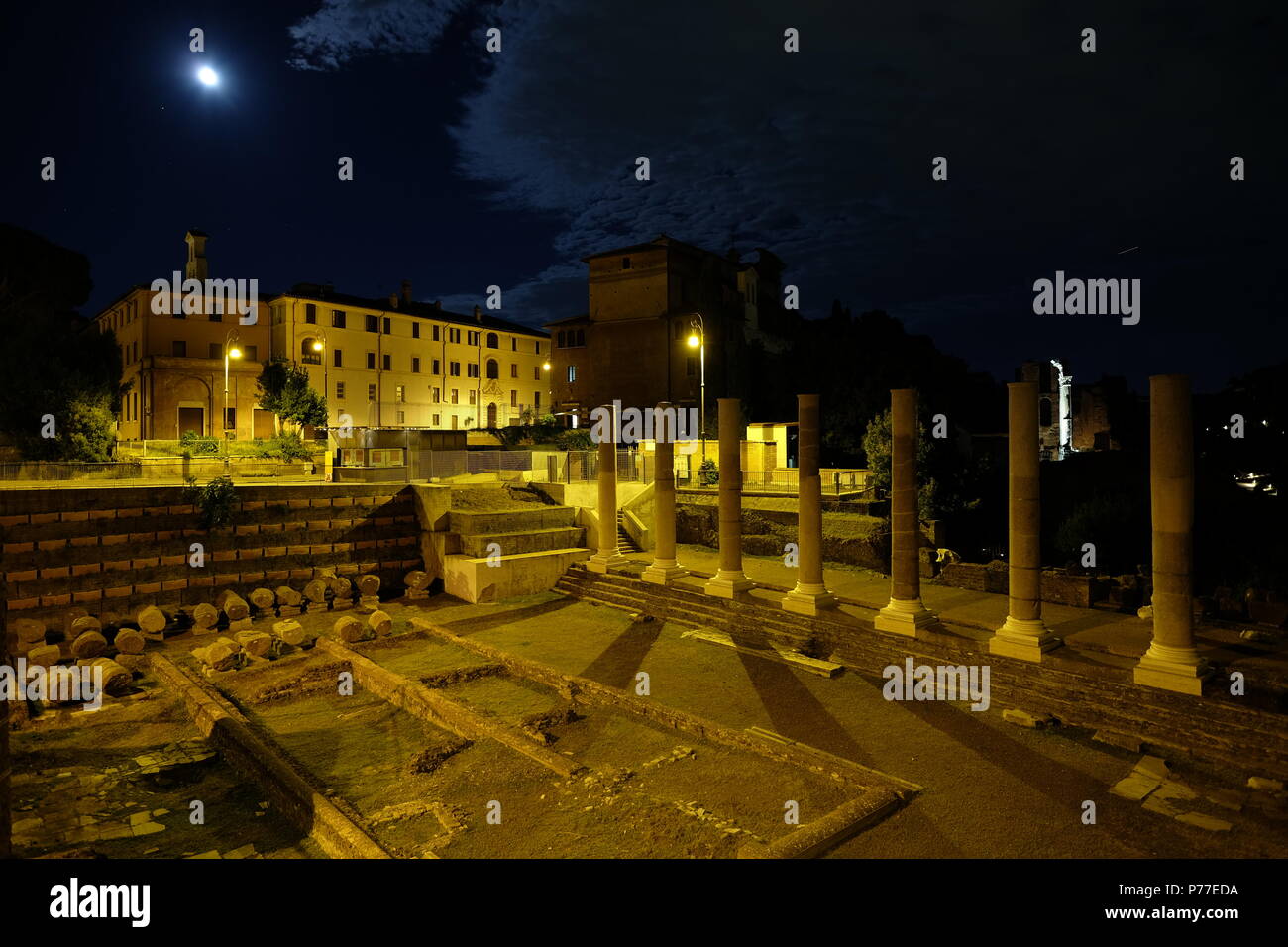 Roman Forum with full moon in Rome, Italy Stock Photo - Alamy