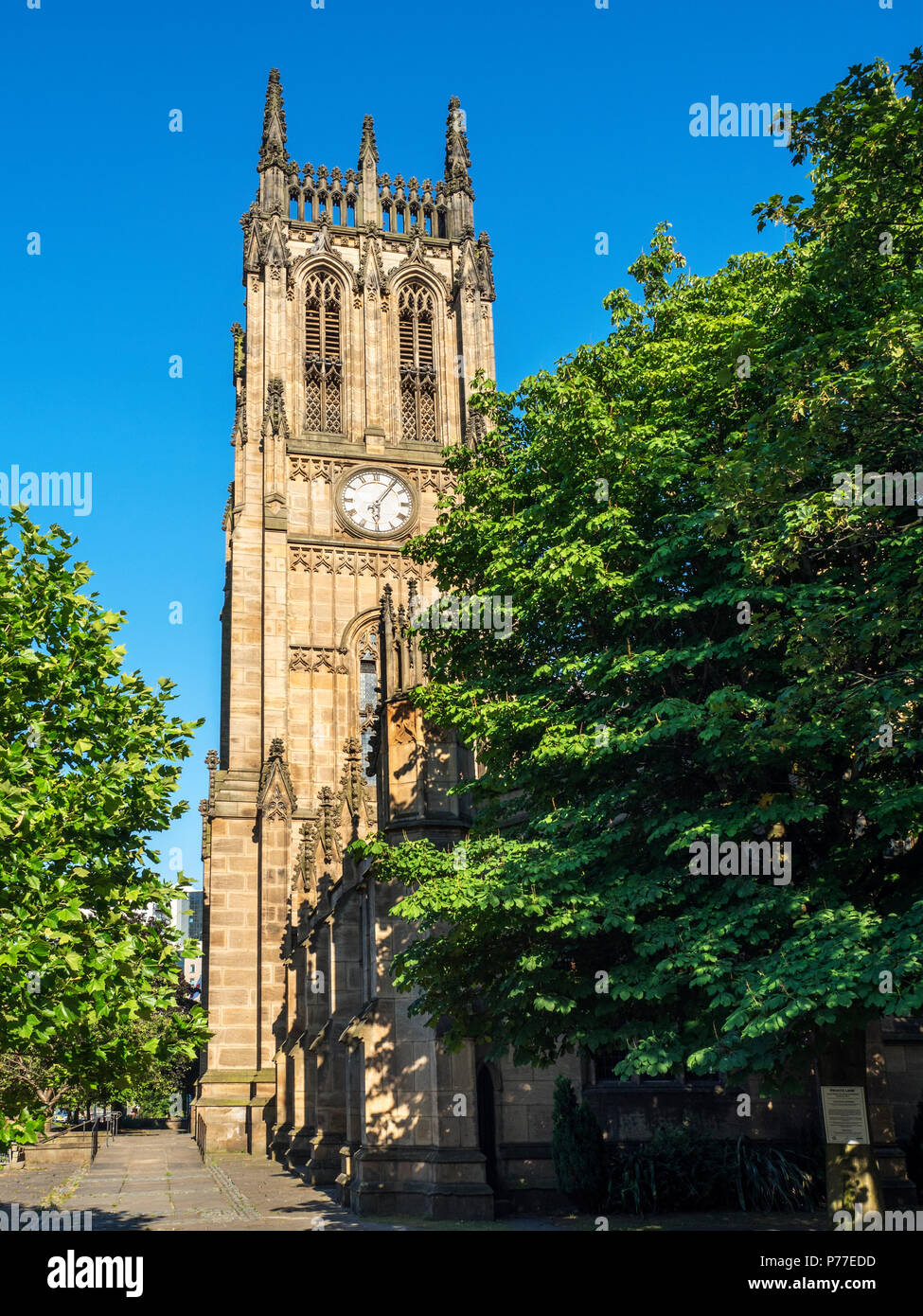 The clock tower at Leeds Minster in summer Leeds West Yorkshire England ...
