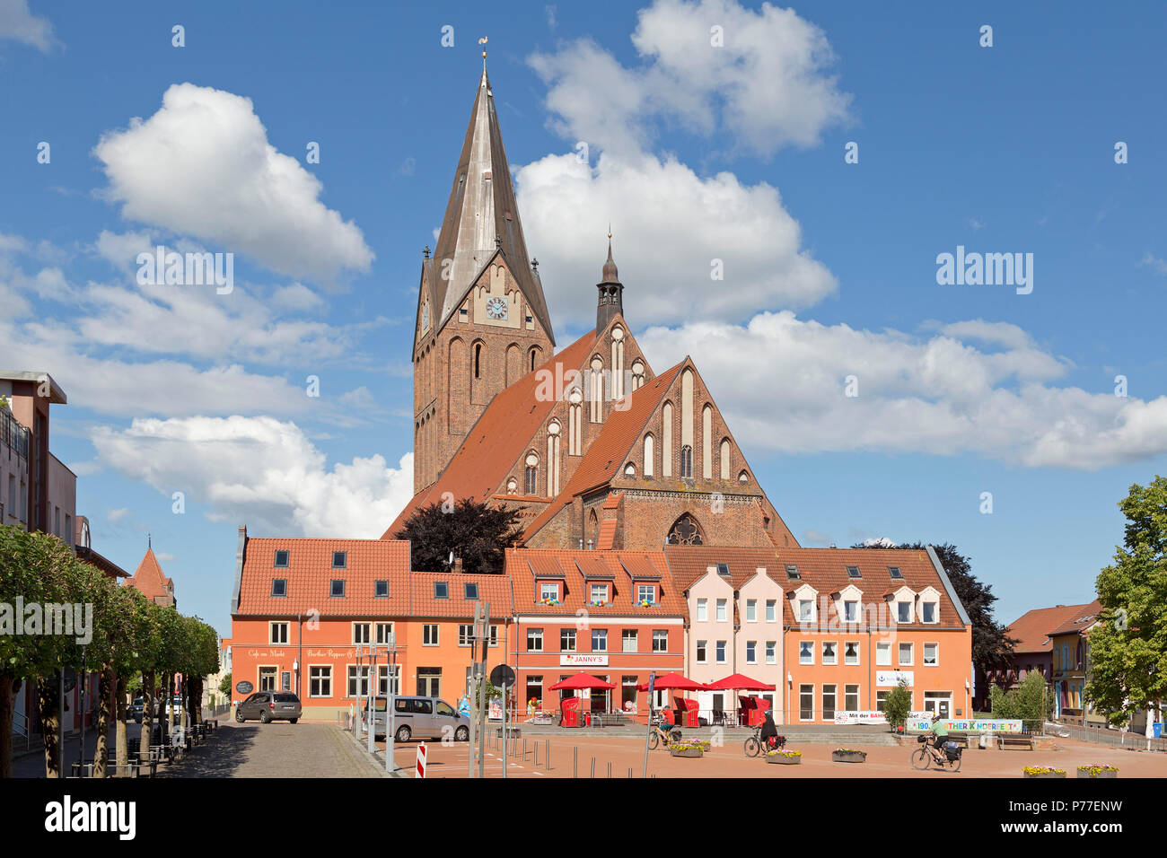 St Marien and market square, Barth, Mecklenburg-West Pomerania, Germany ...