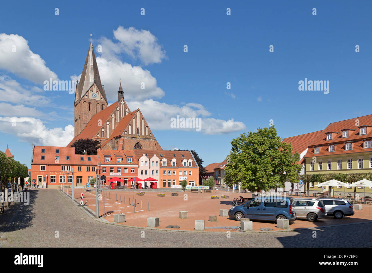 St Marien and market square, Barth, Mecklenburg-West Pomerania, Germany ...
