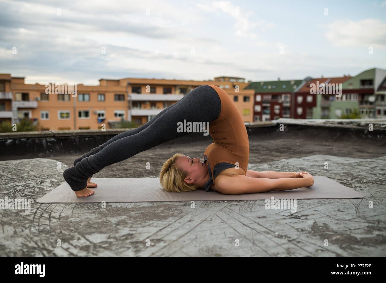 Yoga woman plow pose hi-res stock photography and images - Alamy