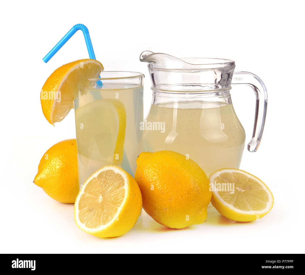 lemon juice in a jug and fruit Stock Photo - Alamy