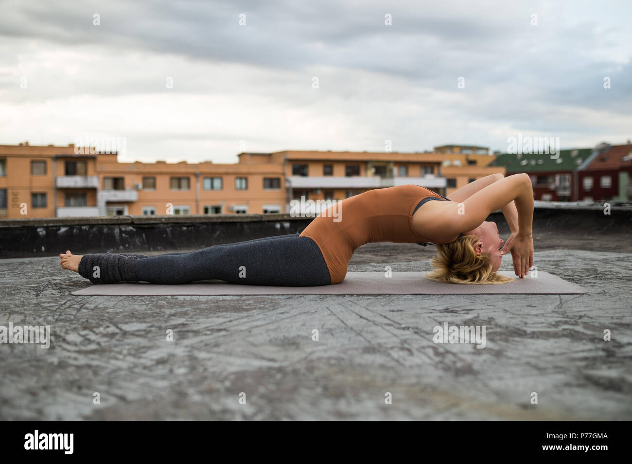 Yoga-Fish pose/ Matsyasana Stock Photo - Alamy