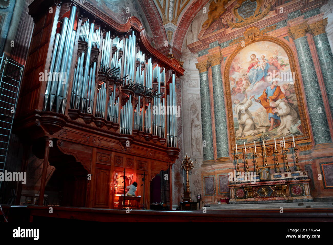 Large pipe organ inside Santa Maria degli Angeli, Rome Italy Stock ...