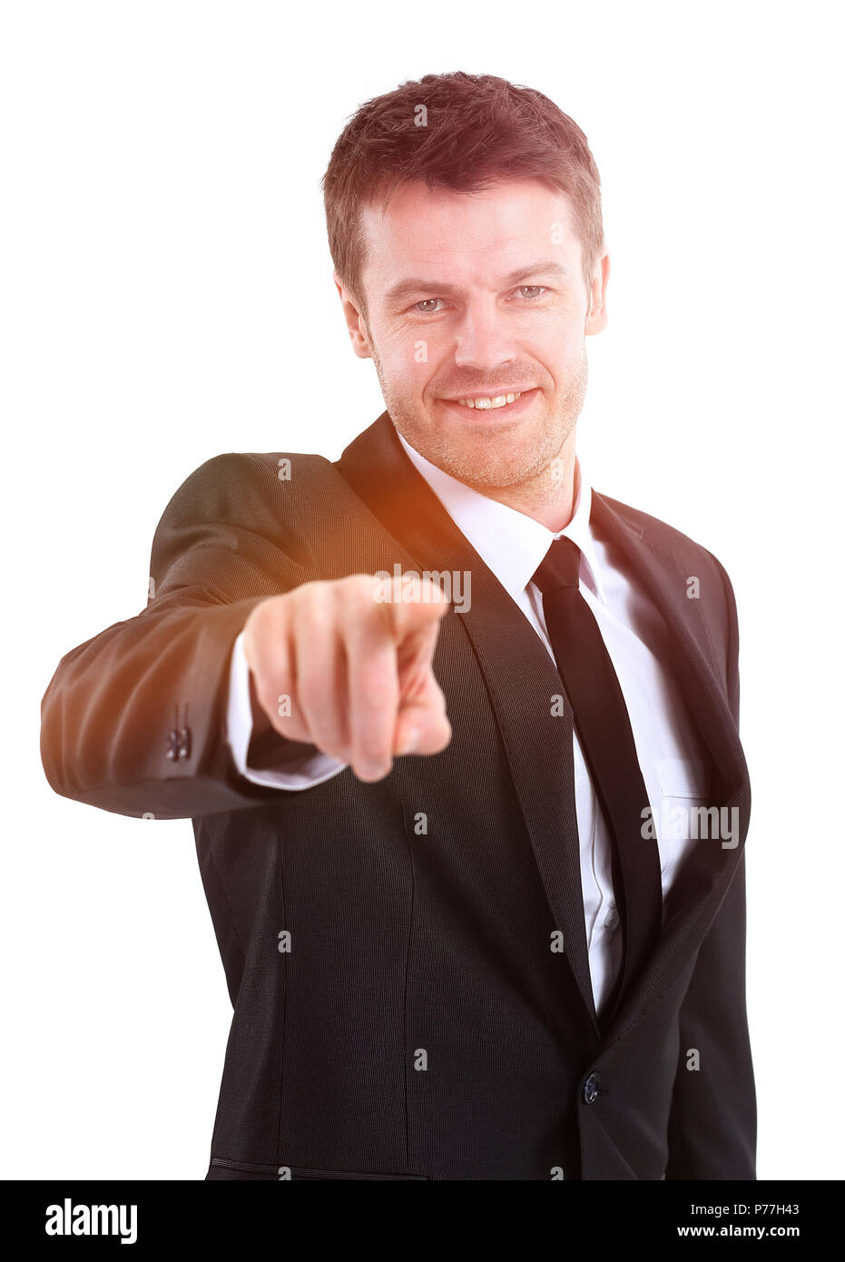 successful businessman pointing forward Stock Photo - Alamy