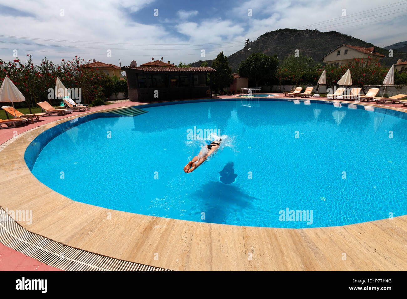 Jump swimming pool splash hi-res stock photography and images - Alamy