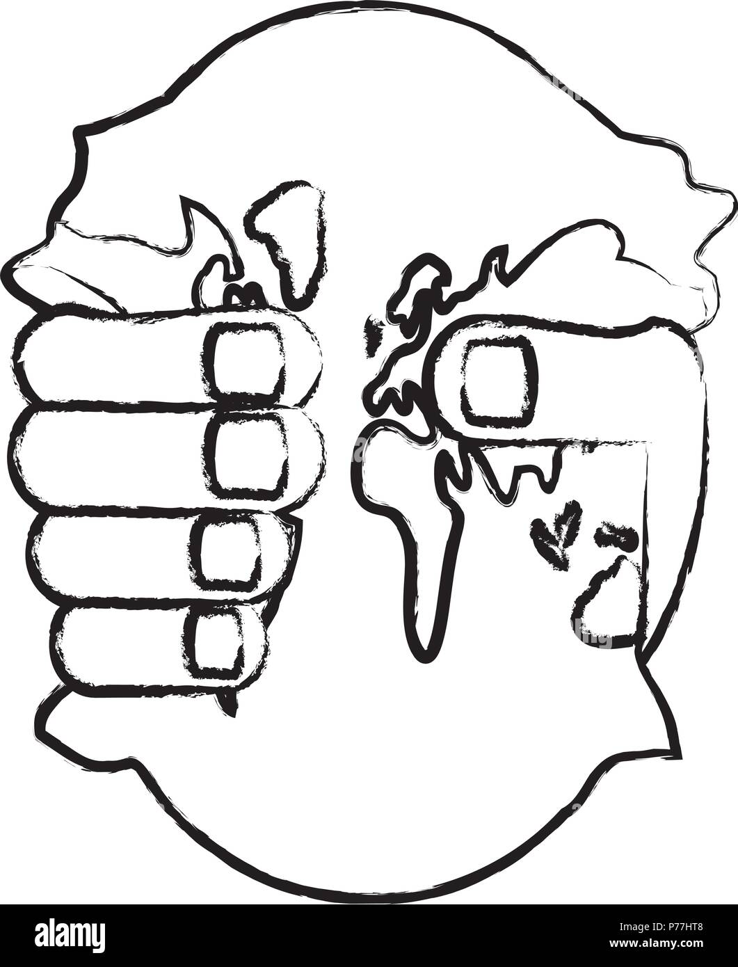 hand Squeezing the Earth planet icon over white background, vector ...