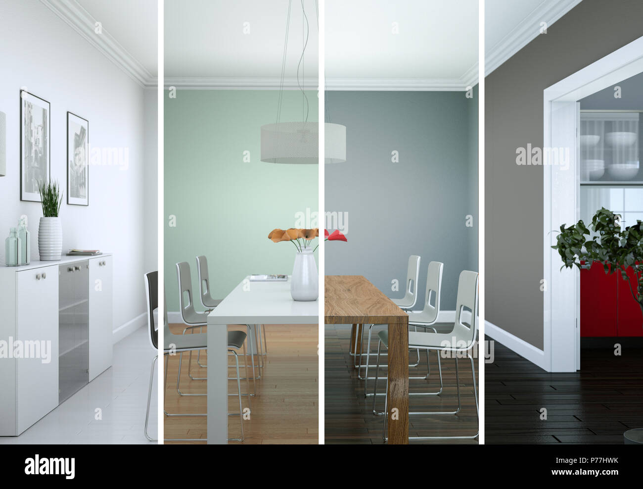 Splitted color variations of a modern loft interior design Stock Photo ...
