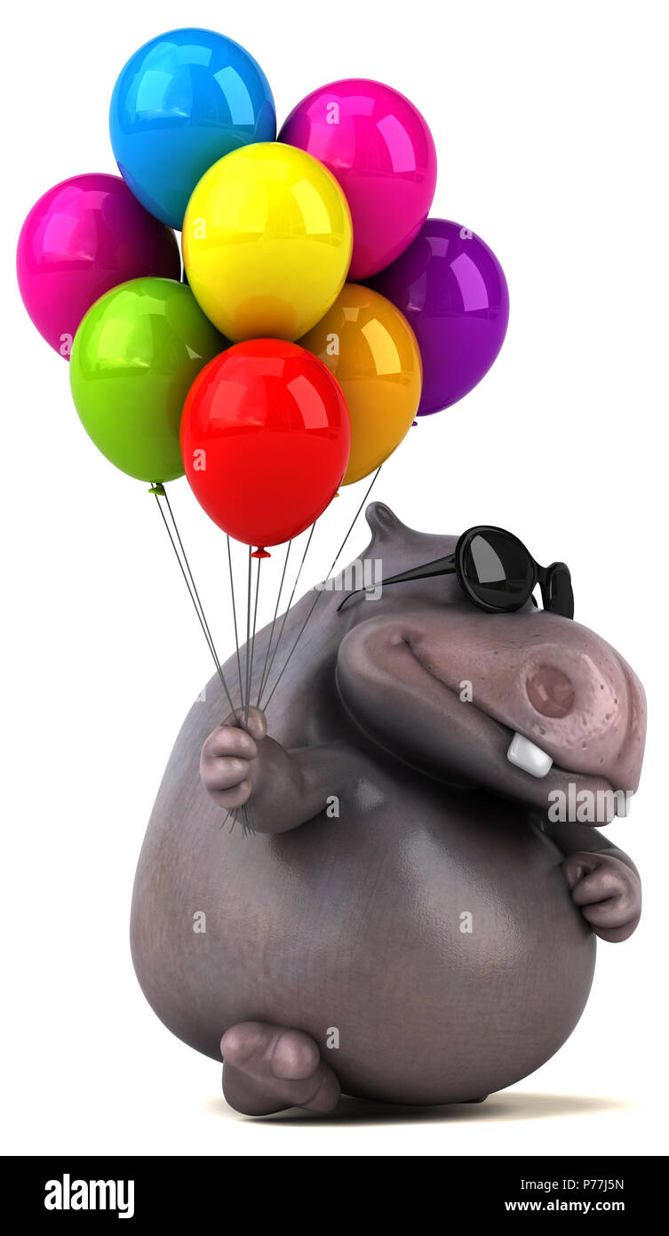 Fun hippo - 3D Illustration Stock Photo - Alamy