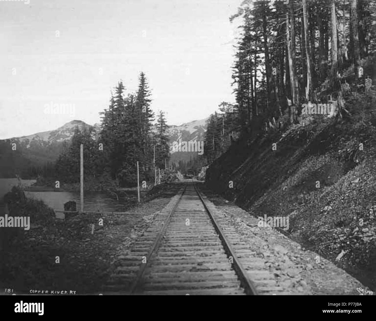 . English: Railroad tracks in the vicinity of Eyak Lake, 1908 . English ...