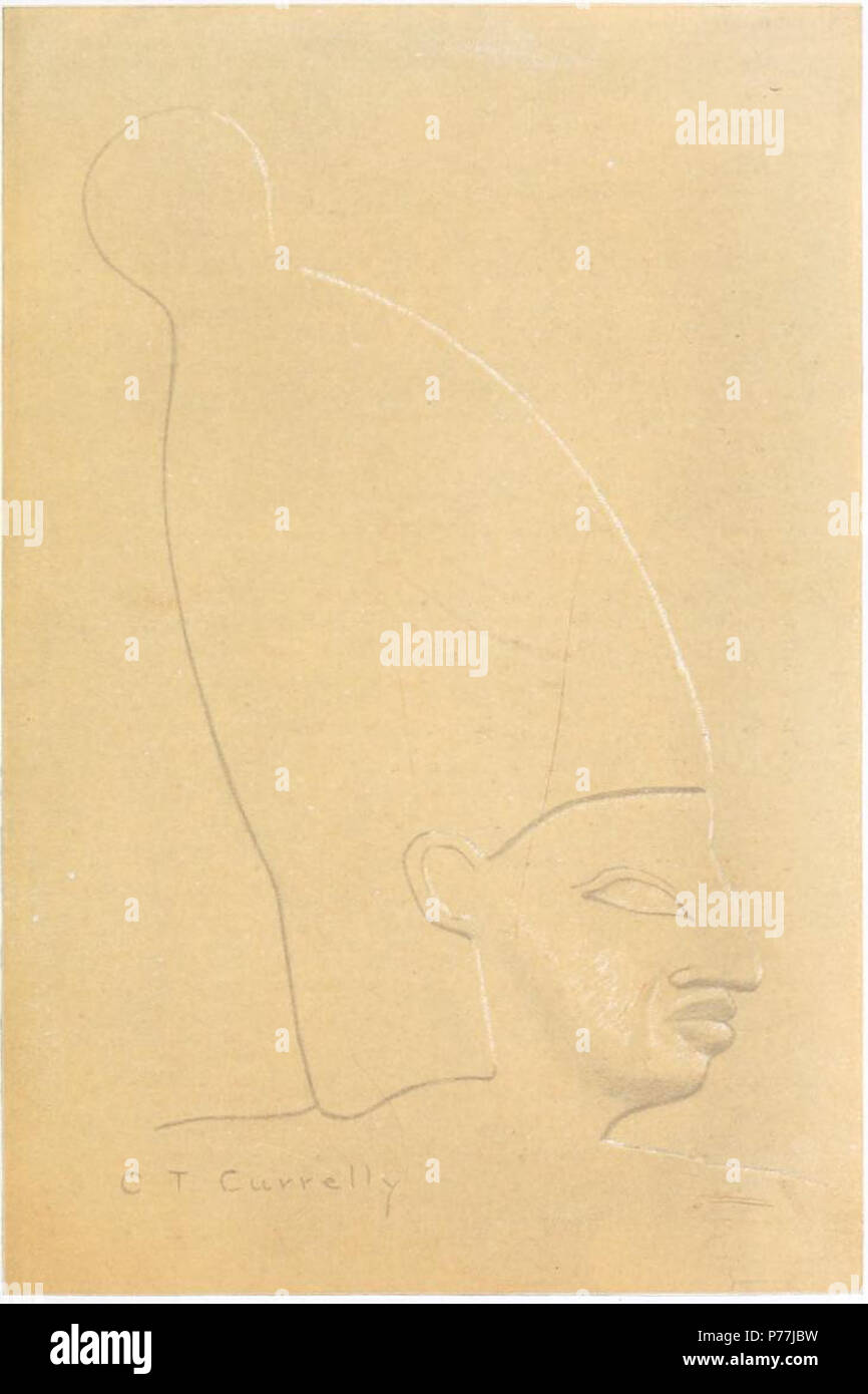 English: Head of pharaoh Sanakht wearing the white crown. Relief from ...