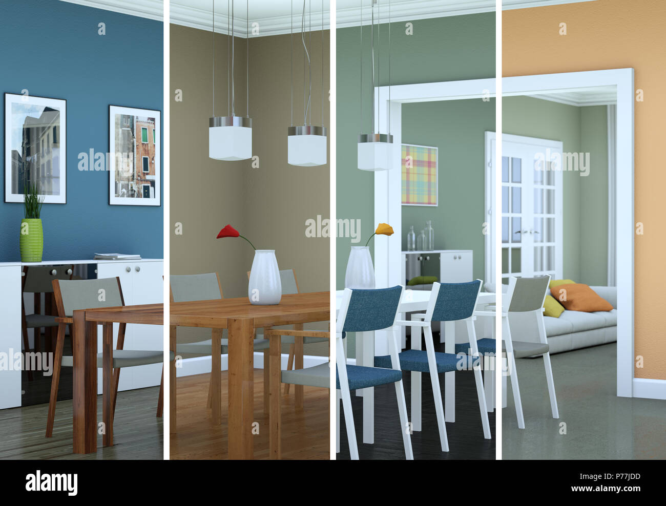 Splitted color variations of a modern loft interior design Stock Photo ...