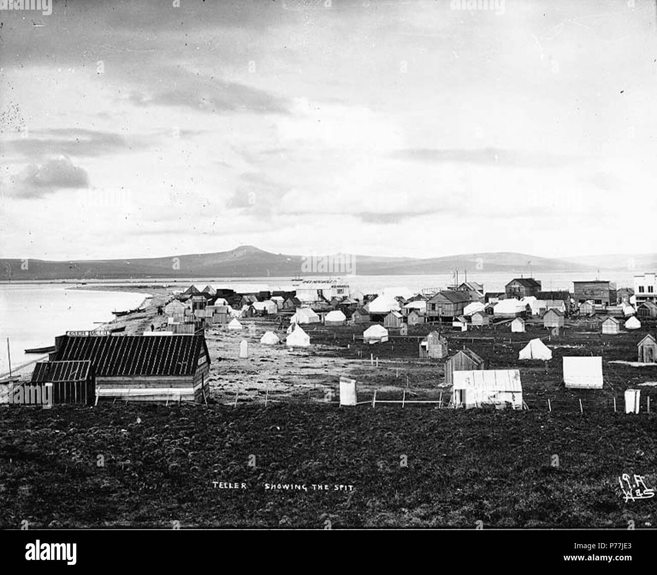 . English: Sand spit at Teller, Alaska ,ca. 1899. English: Caption on ...