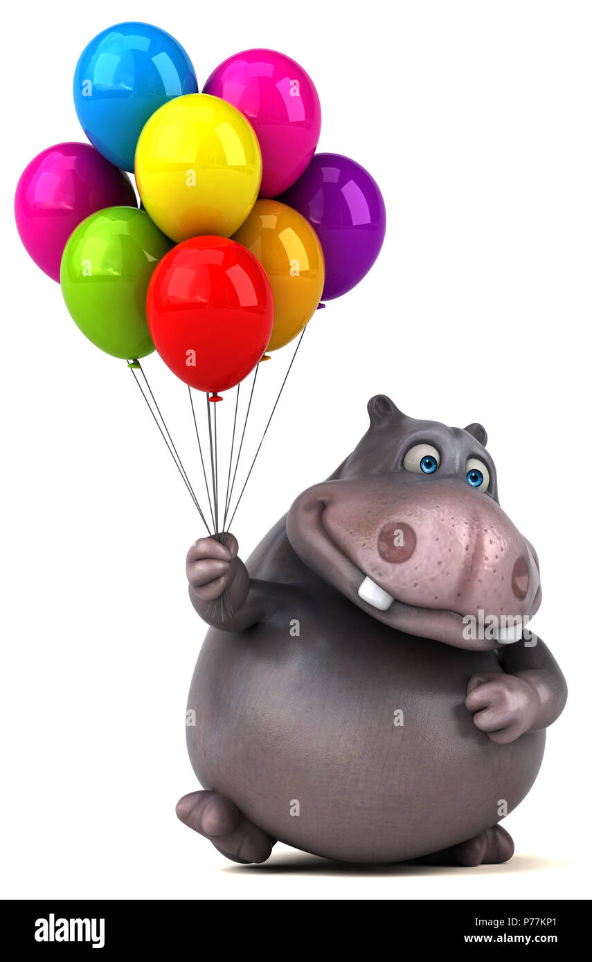 Fun hippo - 3D Illustration Stock Photo - Alamy