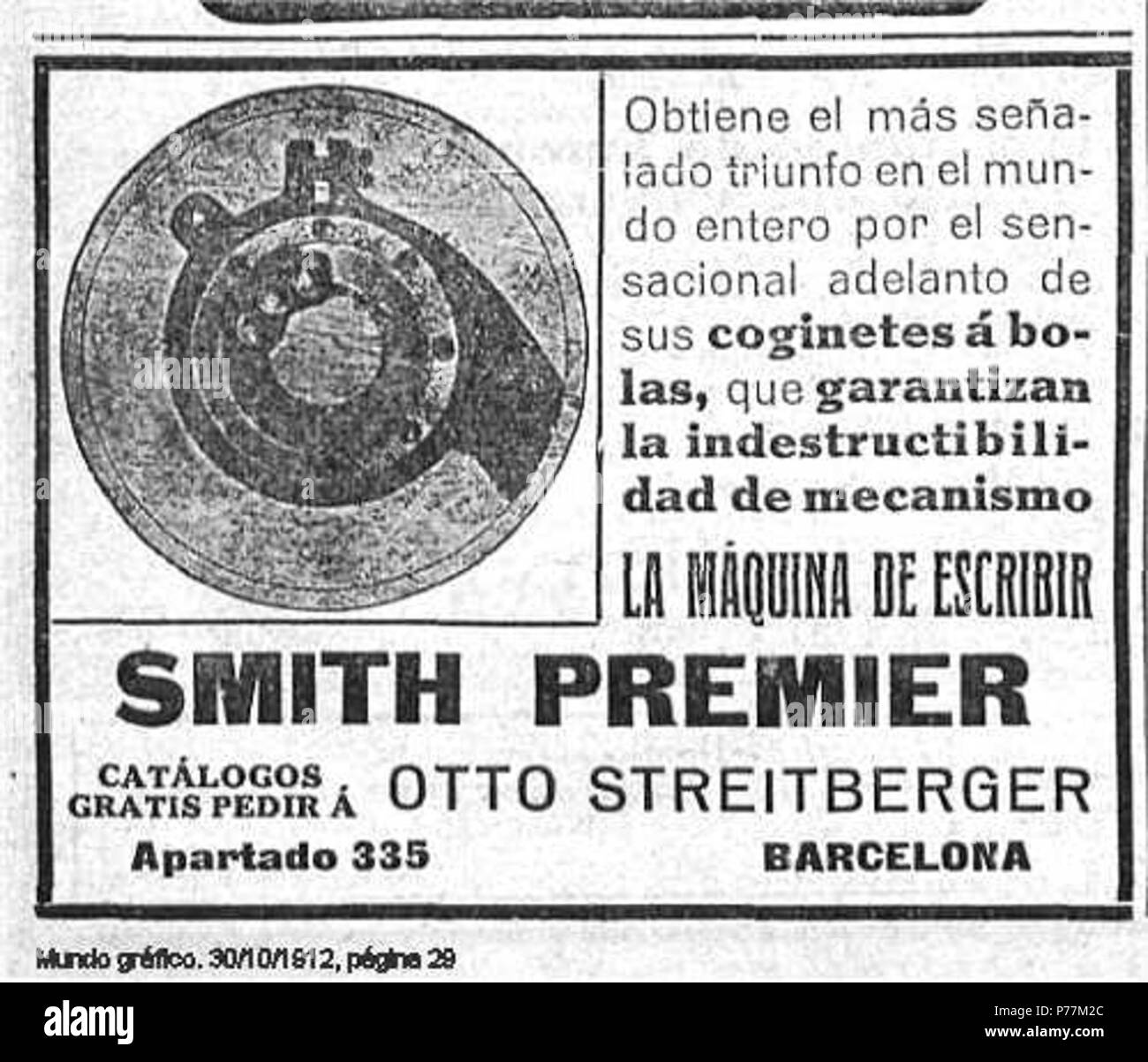 Español: maquina de escribir Smith Premier . 30 October 1912 1 1912 ...