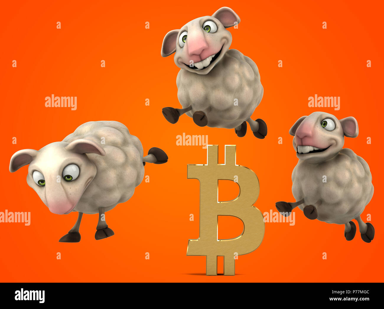 Sheep and bitcoin - 3D Illustration Stock Photo - Alamy