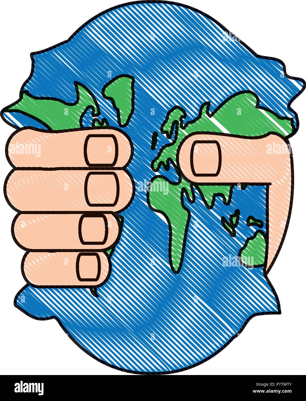 hand Squeezing the Earth planet icon over white background, vector ...