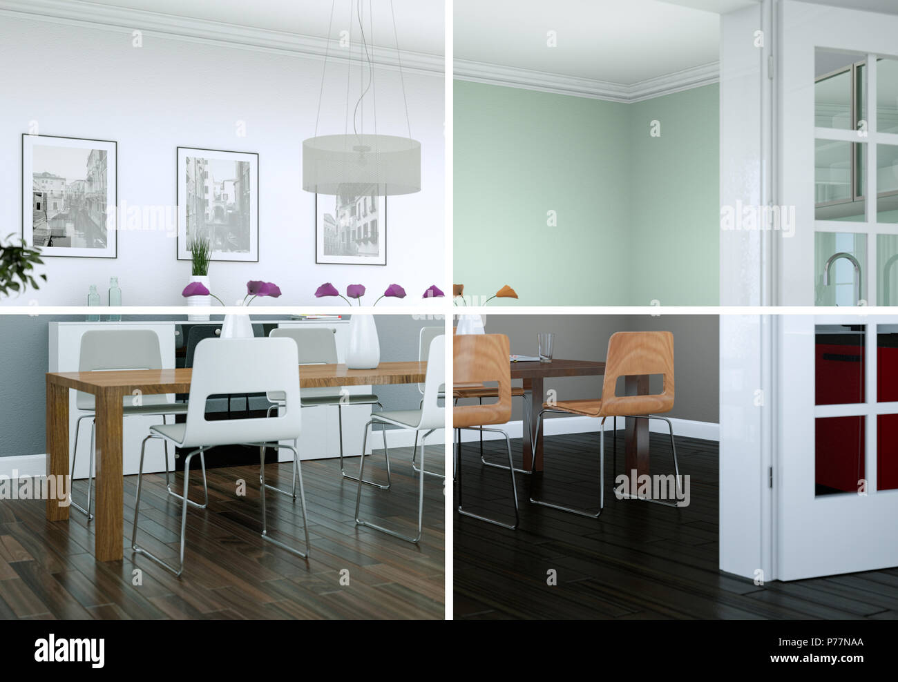 Splitted color variations of a modern loft interior design Stock Photo ...