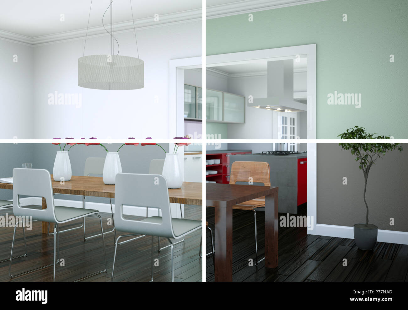 Splitted color variations of a modern loft interior design Stock Photo ...