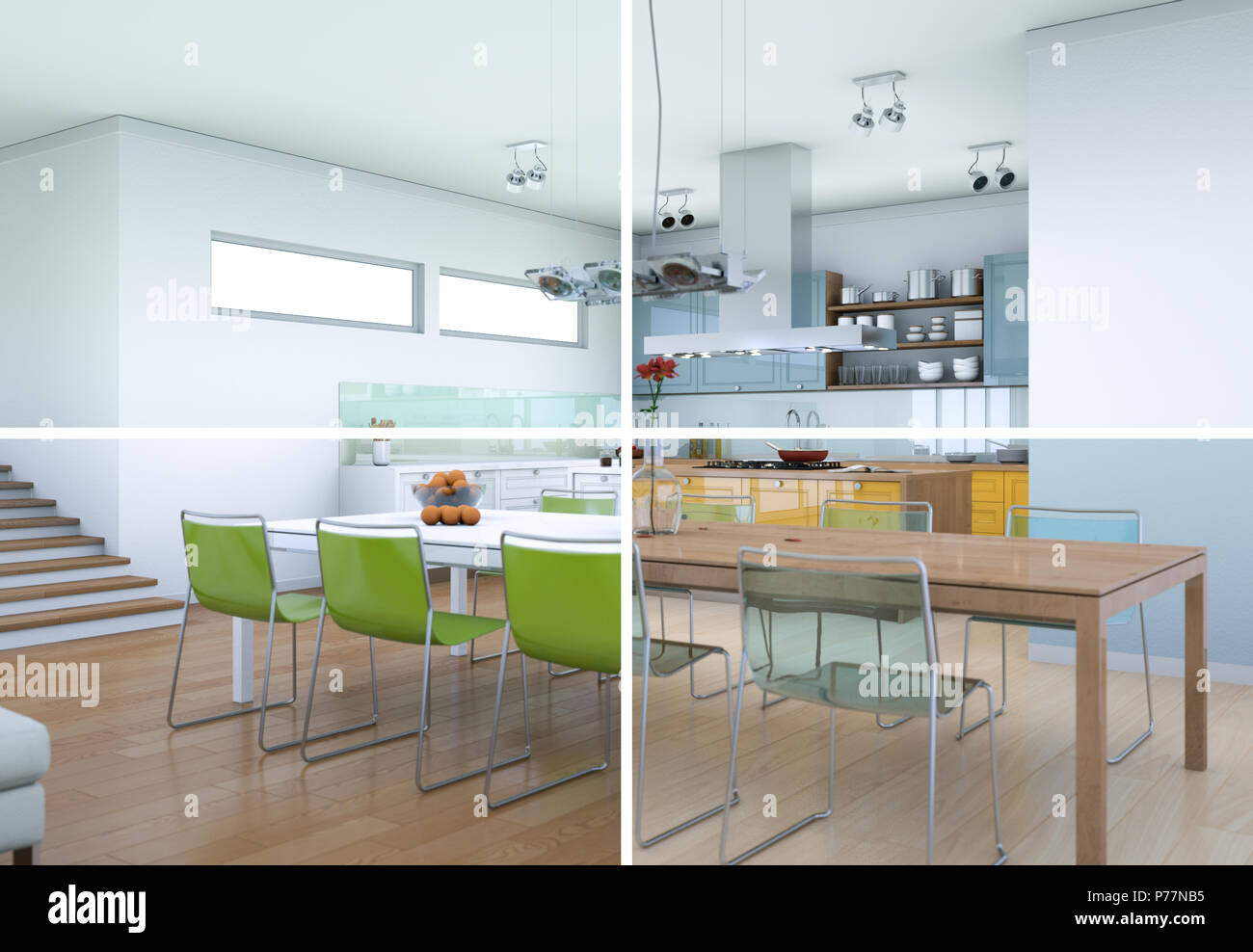 Splitted color variations of a modern loft interior design Stock Photo ...