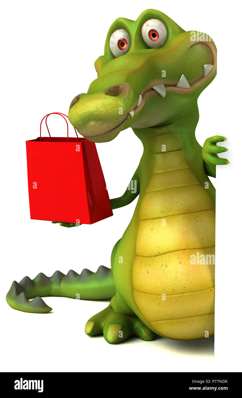 Happy green shopping bag cartoon Cut Out Stock Images & Pictures - Alamy