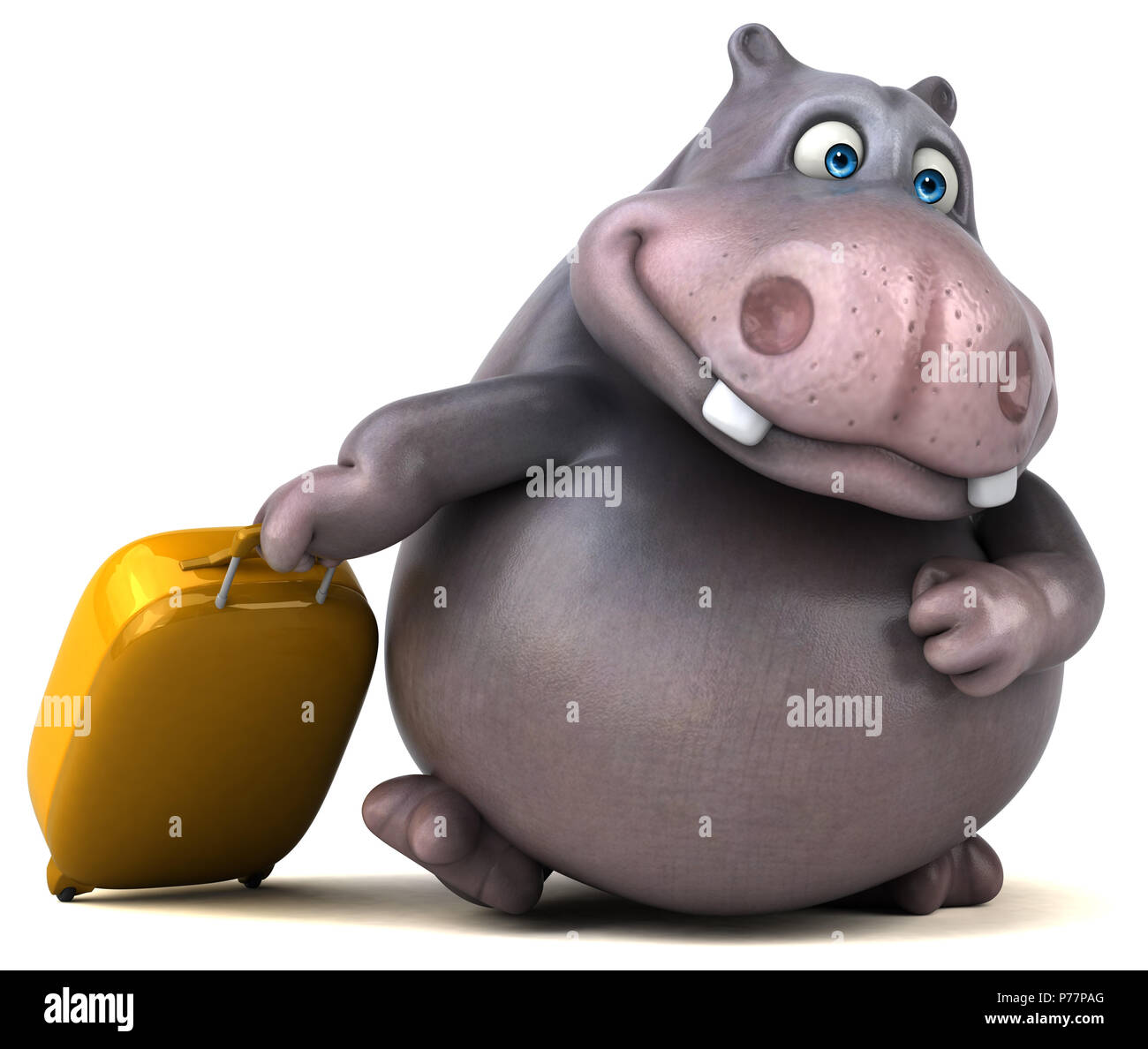 Fun hippo - 3D Illustration Stock Photo - Alamy