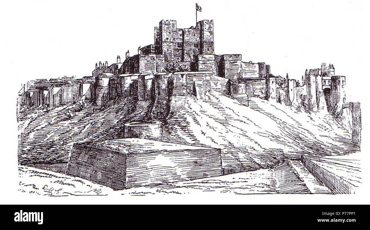English: A 19th-century drawing Dover Castle . 1887 27 Dover Castle ...