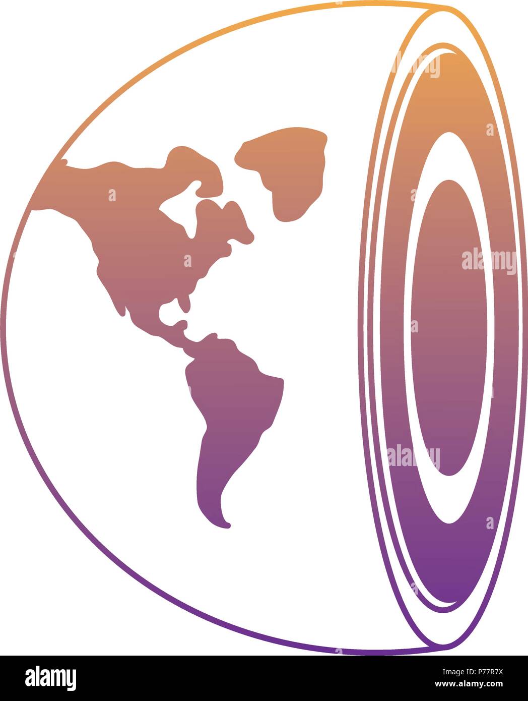 Earth core. Center of planet icon over white background, vector ...