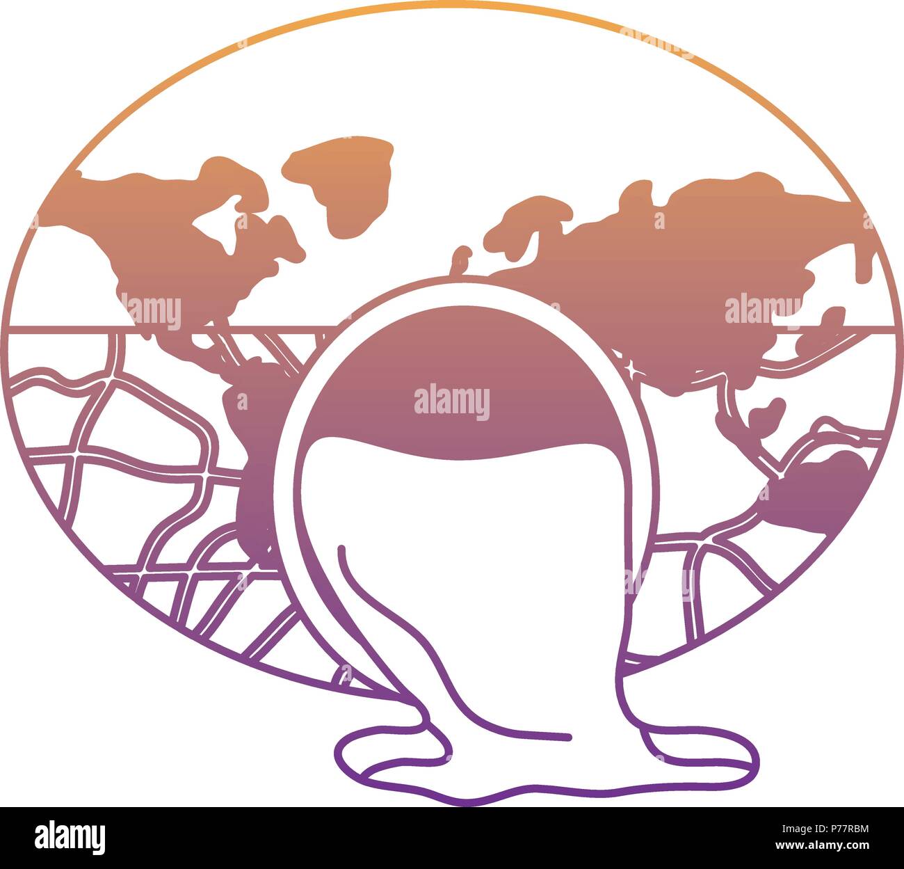 Global warming design with earth planet with oil spilled over white ...