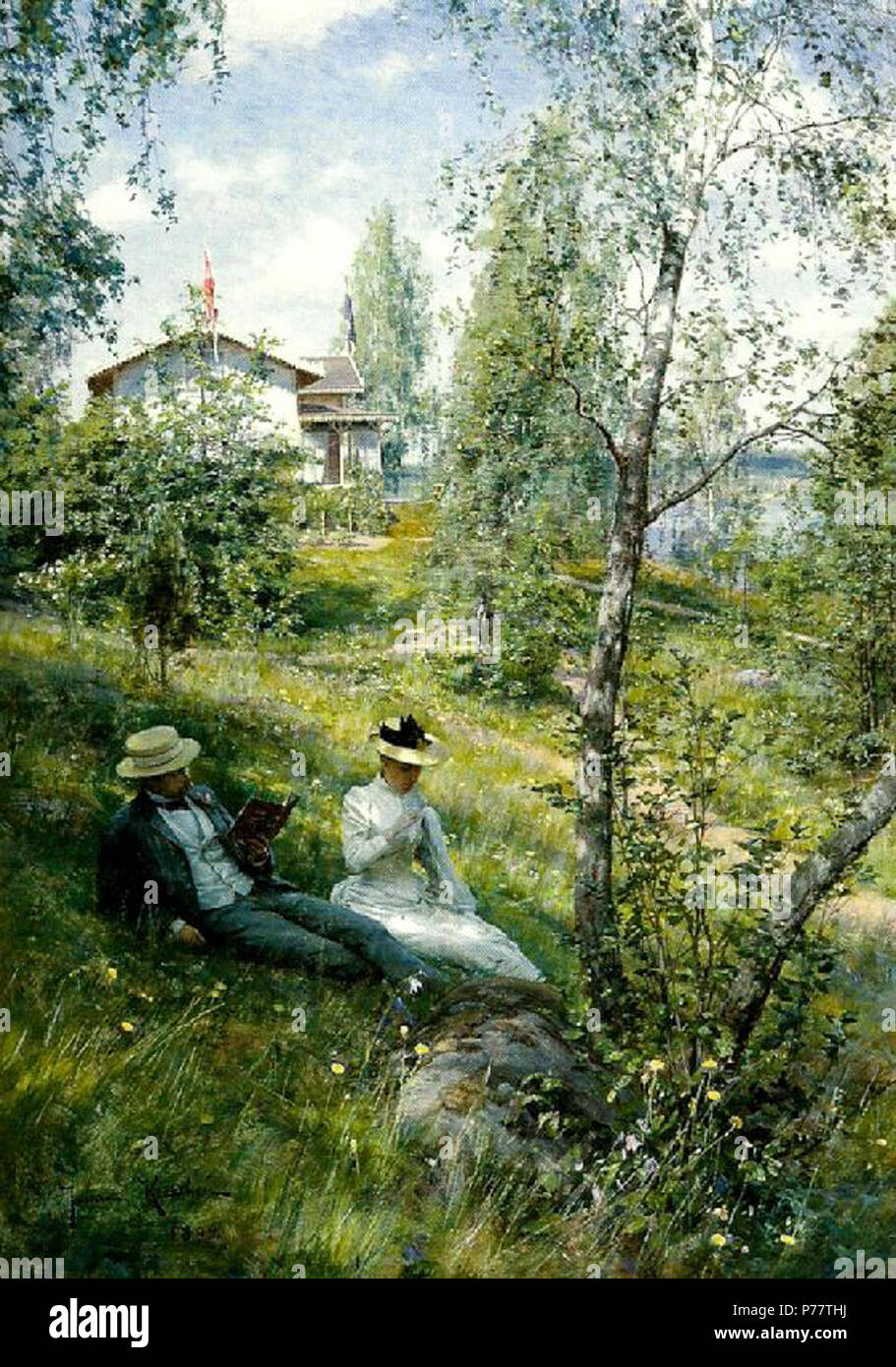 English: portratt av julius julin och anna krouthen vid bjorkbacken i ...