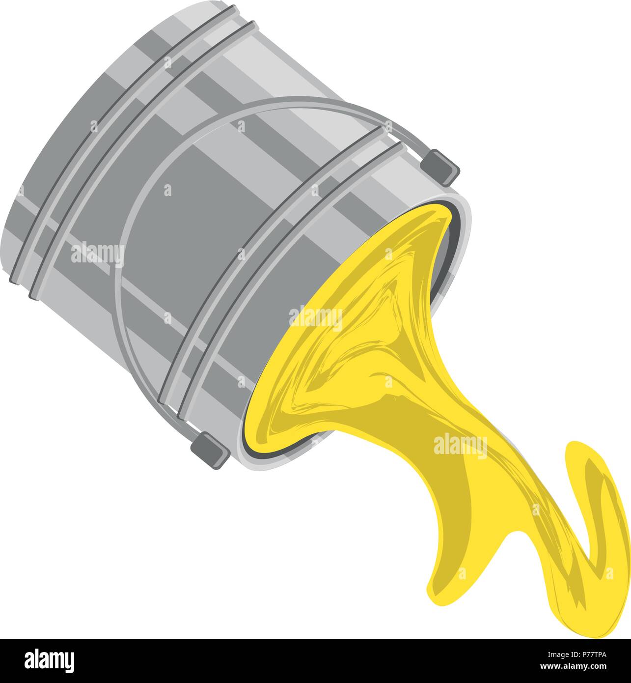 bucket with pouring paint over white background, vector illustration ...